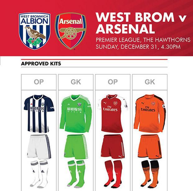 Arsenal to wear red shorts at West Brom