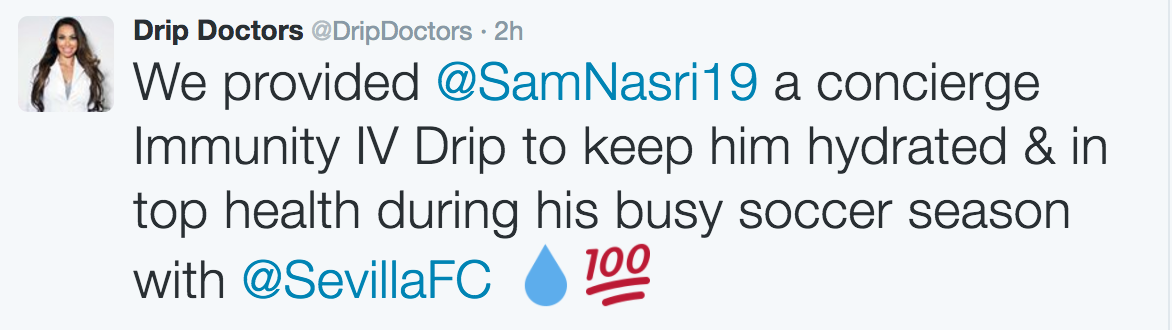 Nasri slapped with 6-month ban after infamous Drip Doctors visit