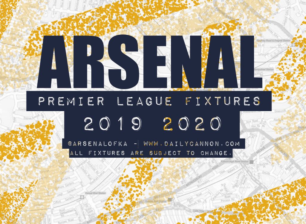 Free printables: Arsenal's Premier League Fixtures